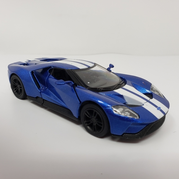 Toys | Kinsmart Ford Gt 217 Blue Car White Racing Stripes Pullback Toy ...